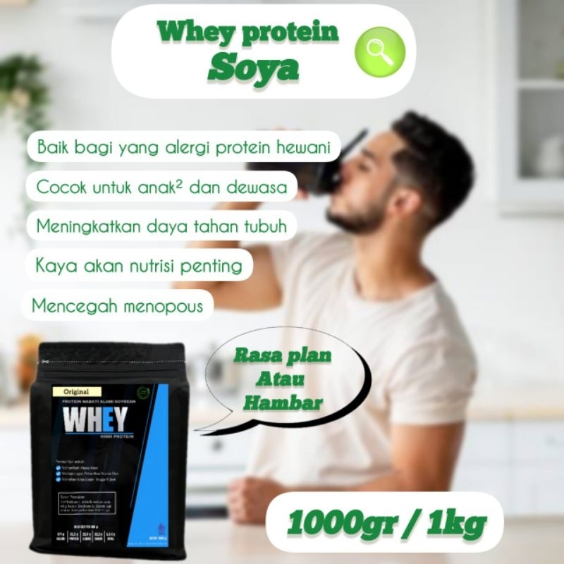 Jual WHEY PROTEIN/1000GRAM/SUSU KEDELAI/SOYBEAN/NUTRISI FITNES/SUPLEMEN ...