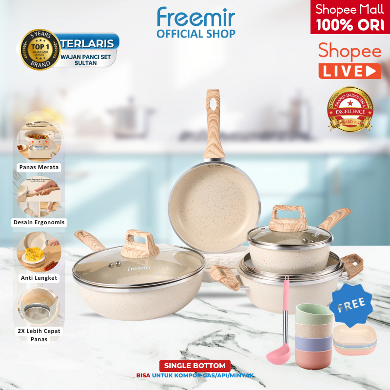 Jual Special free 10 hadiah freemir Wajan Panci Set Beige 7Pcs 26/20/20 ...