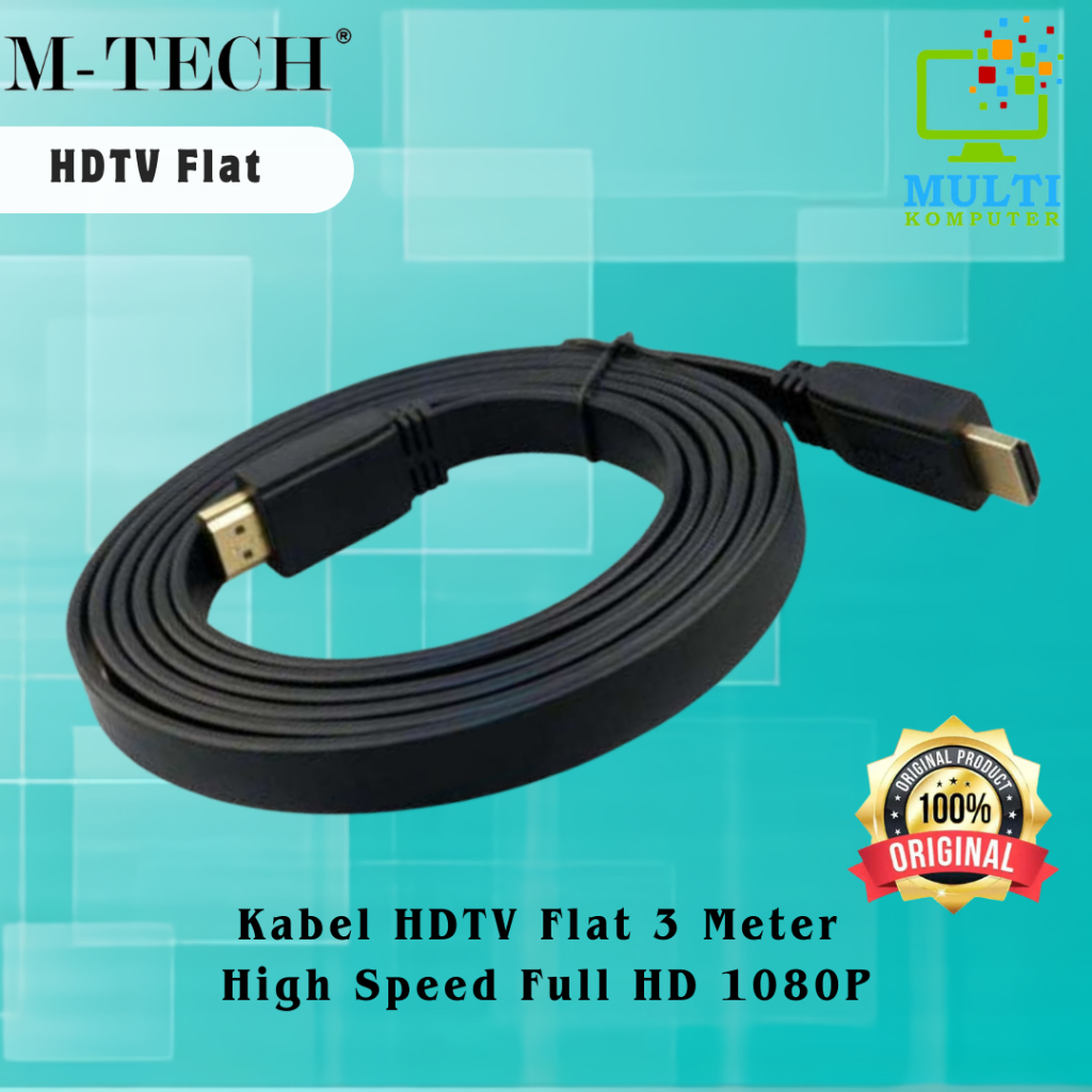 Jual Kabel HDMI M-Tech / MTech 3 METER FLAT Accessories Laptop - HITAM ...