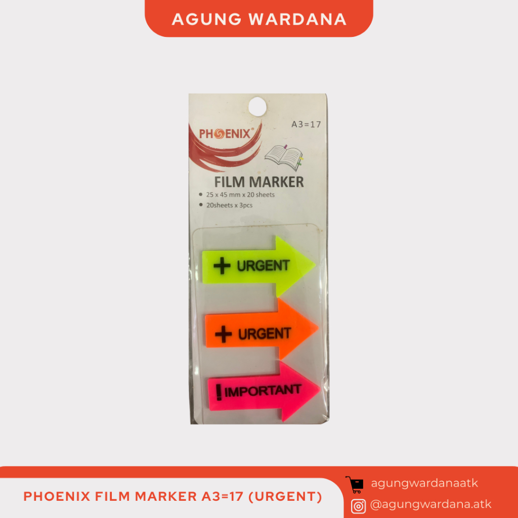 Jual PENANDA BUKU PHOENIX FILM MARKER STICKY NOTE A3=17 (URGENT ...