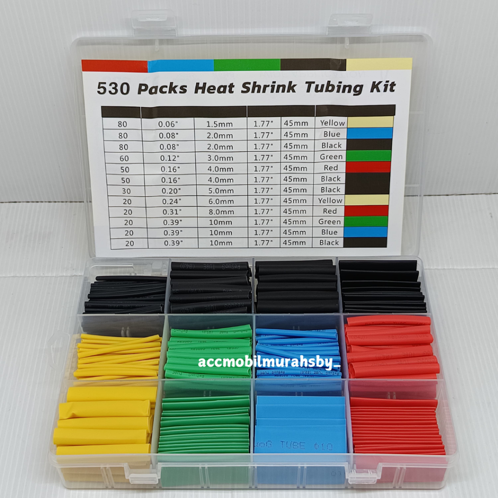 Jual (530pcs) Set Kabel Bakar Heat Shrink Bahan Polyolefin Warna Warni ...