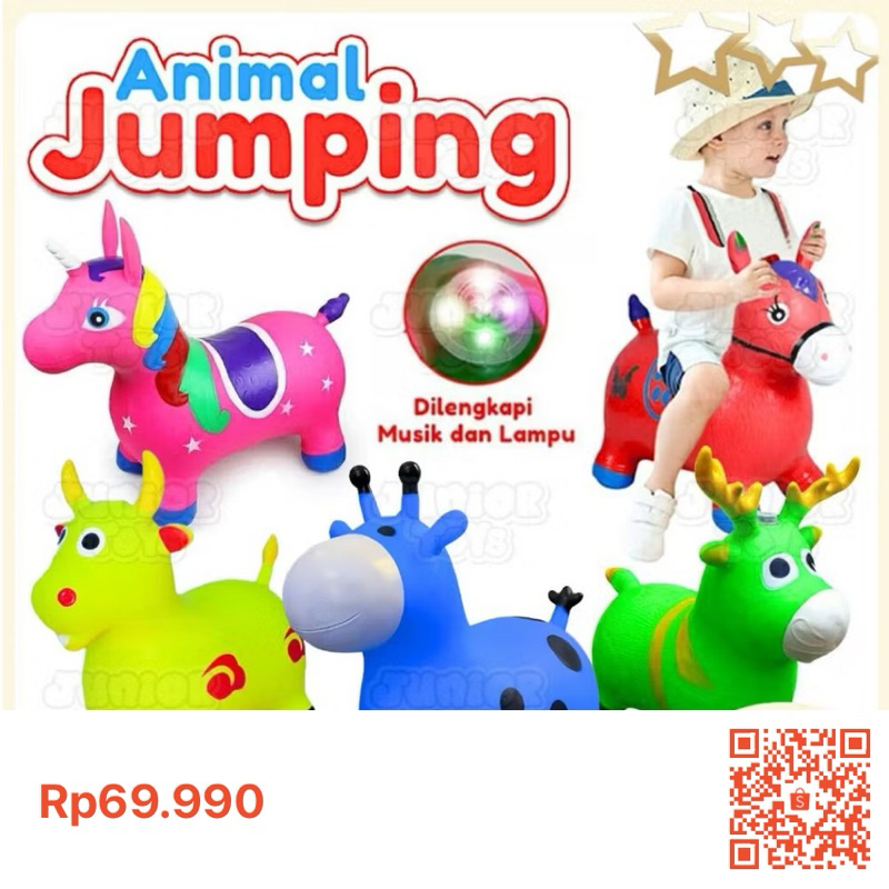 Jual mainan Kuda Kudaan Karet Jumping Animal Mainan Tunggang Anak ...