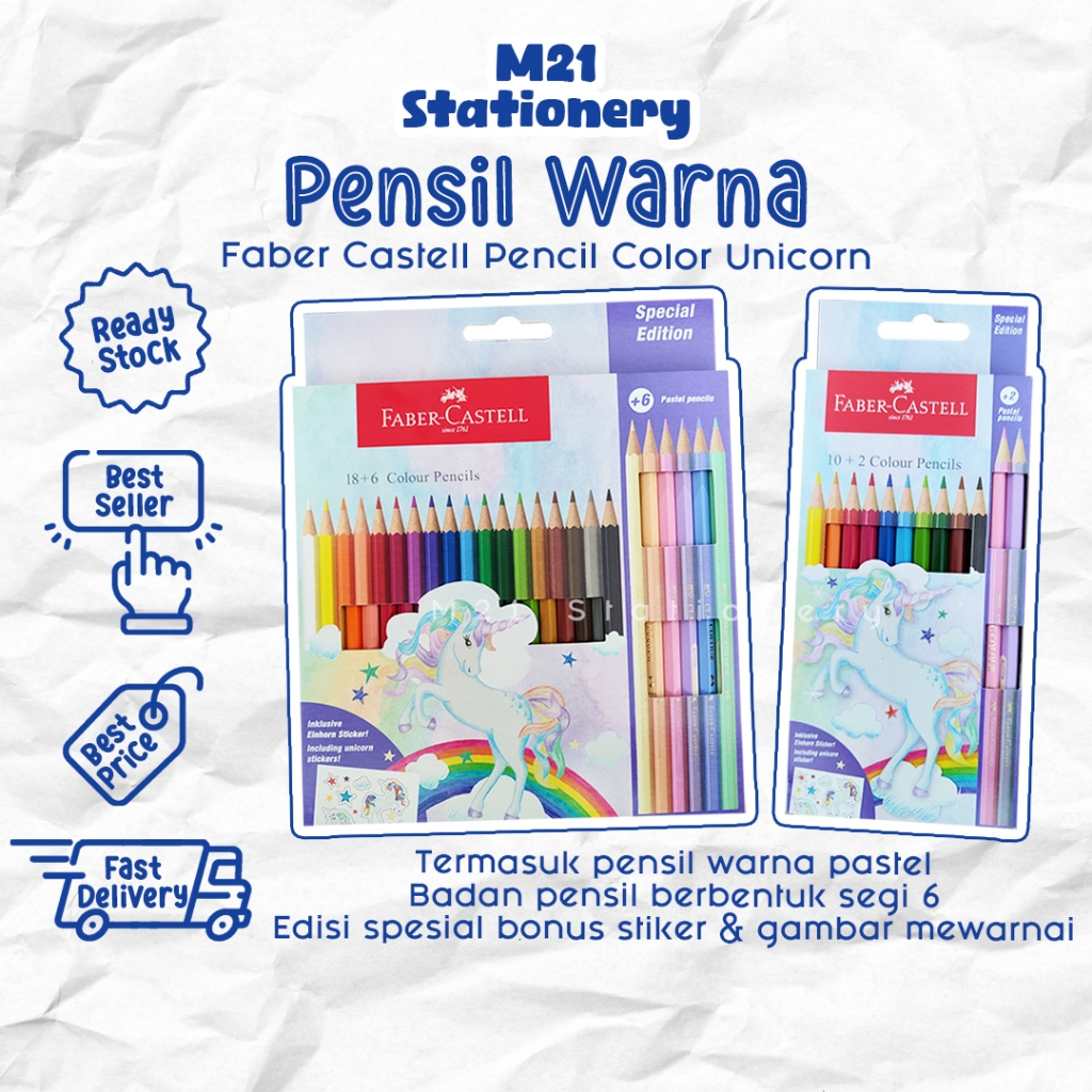 Jual PENSIL WARNA FABER CASTELL UNICORN / faber castel edisi spesial ...