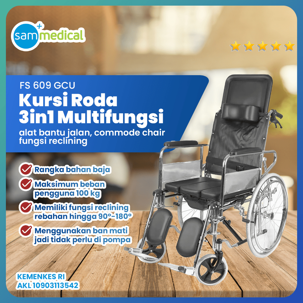 Jual Gea Kursi Roda Baring + BAB Jok Geser + Kaki Naik FS 609 GCU ...