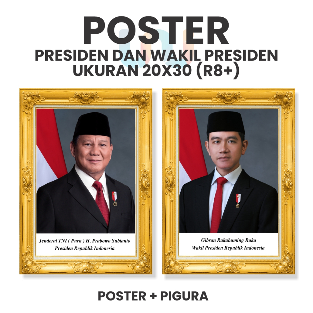 Jual POSTER + BINGKAI Foto Presiden dan Wakil Presiden 2024-2029 Prabowo Gibran Kualitas ...