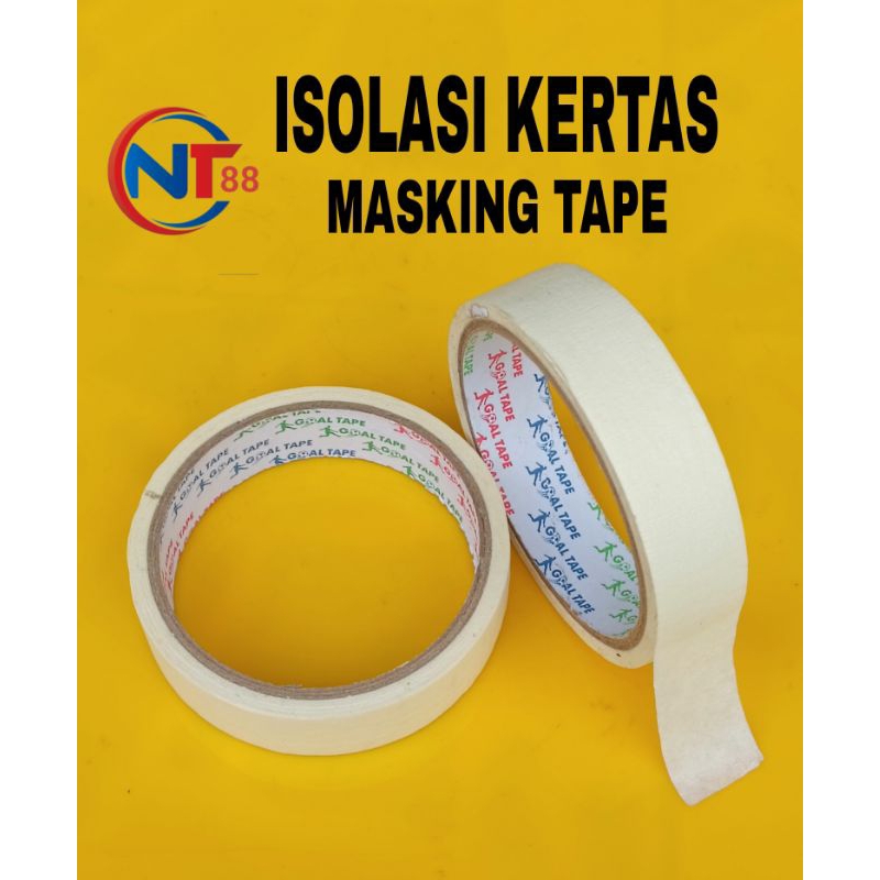 Jual (1 Buah) LAKBAN KERTAS MASKING TAPE ( 22.5MM×11M ) SOLASI KERTAS ...