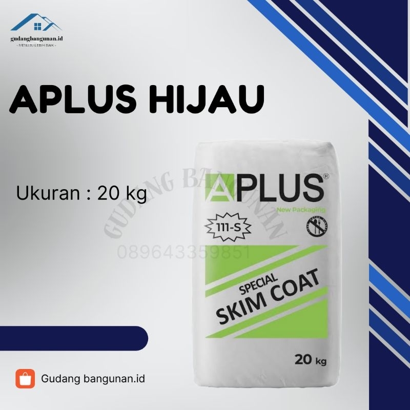 Jual APLUS SKIMCOAT HIJAU / APLUS LUAR DAN DALAM RUANGAN 20KG | Shopee ...