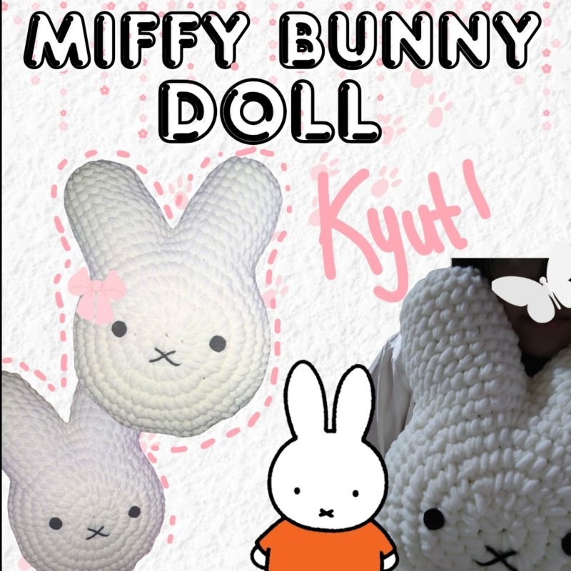 Jual Miffy Bunny Doll, Boneka kelinci Miffy Kepala LUCU !! Crochet Putih | Shopee Indonesia