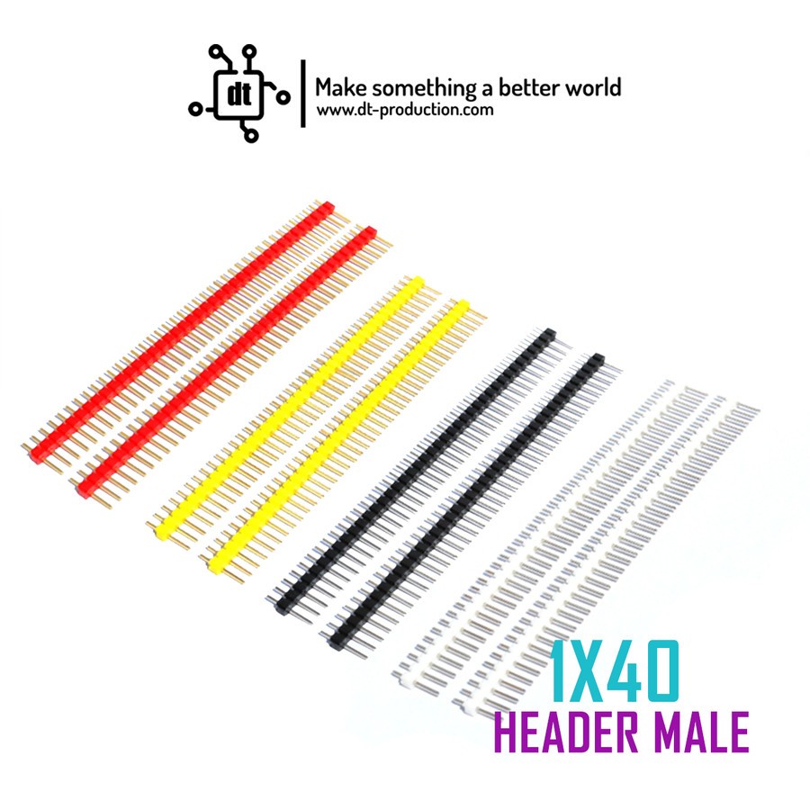 Jual Pin header male 1x40 warna kuning merah putih hitam | Shopee Indonesia
