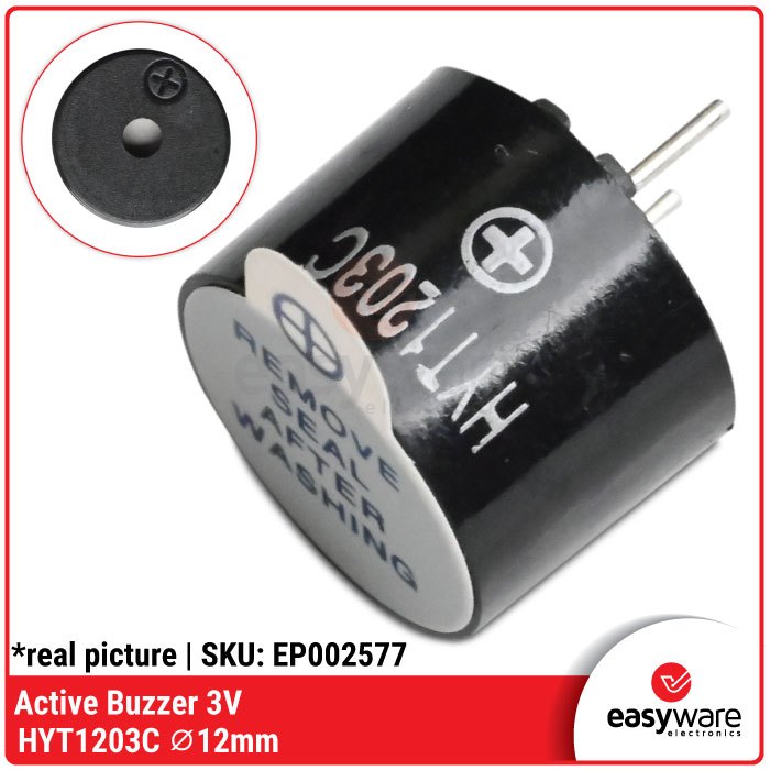 Jual Active Buzzer 3V Buzer 3 volt HYT1203C 12mm Buzzer Speaker 2-5V DC ...