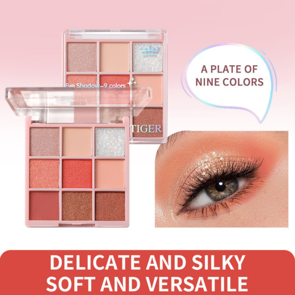 Jual YOO TIGER Eyeshadow Palette 9 Colors Pearly Matte Glitter Shimmer ...
