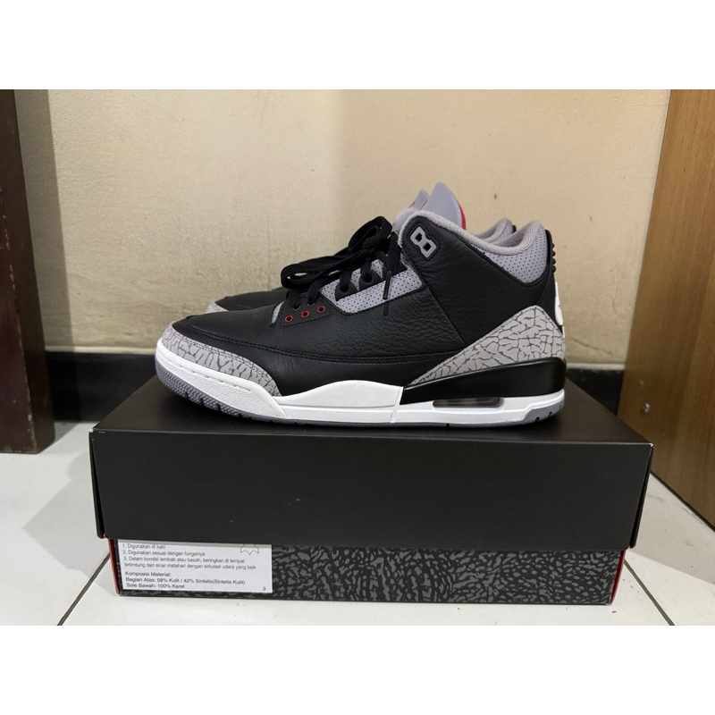 Jual Air Jordan 3 Black cement Original | Shopee Indonesia