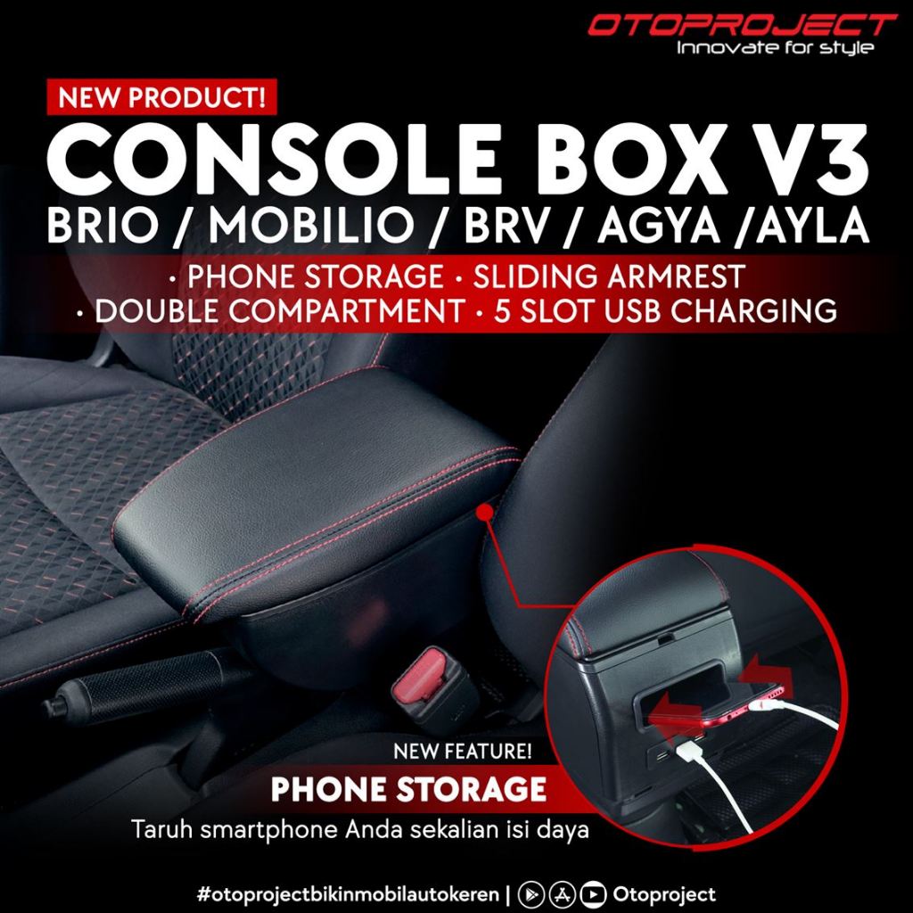 Jual Console Consule Konsol Box Armrest Otoproject All New Brio Mobilio BRV | Shopee Indonesia
