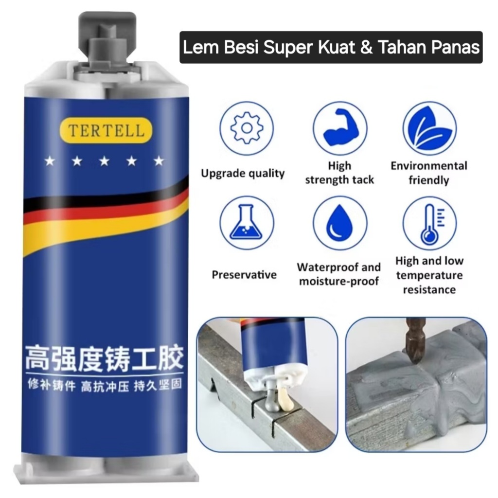 Jual Tertell Lem Besi Super Kuat & Tahan Panas / Lem Serbaguna ...