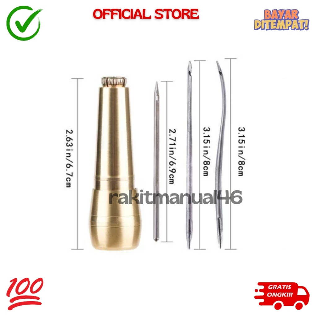 Jual Alat Jahit Sol Sepatu Kulit + 3 Jarum Jahit Reparasi Sepatu Kanvas ...