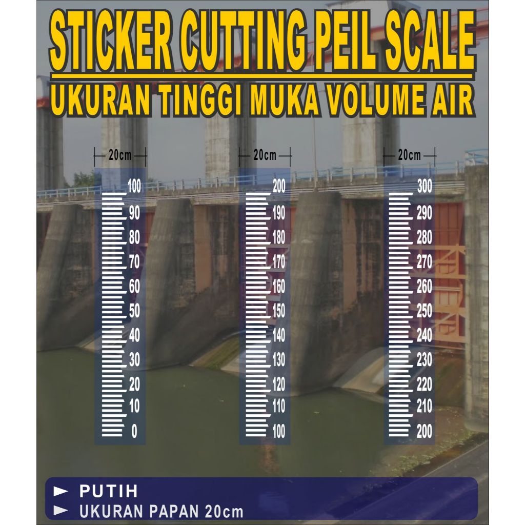 Jual STICKER CUTTING PEIL SCALE ALAT UKUR TINGGI MUKA AIR Lebar 20cm ...