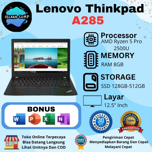 Jual Lenovo Thinkpad A285 Core Ryzen 5 Pro 2500U RAM 8GB SSD 128GB ...