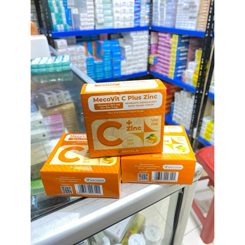 Jual MecoVit C Plus Zinc Orange Tablet Hisap Vitamin C 500mg dan Zinc ...