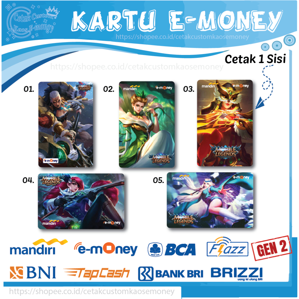 Jual KARTU E MONEY E TOLL KARTUN GAME KUMPULAN MOBILE LEGEND EMONEY ...