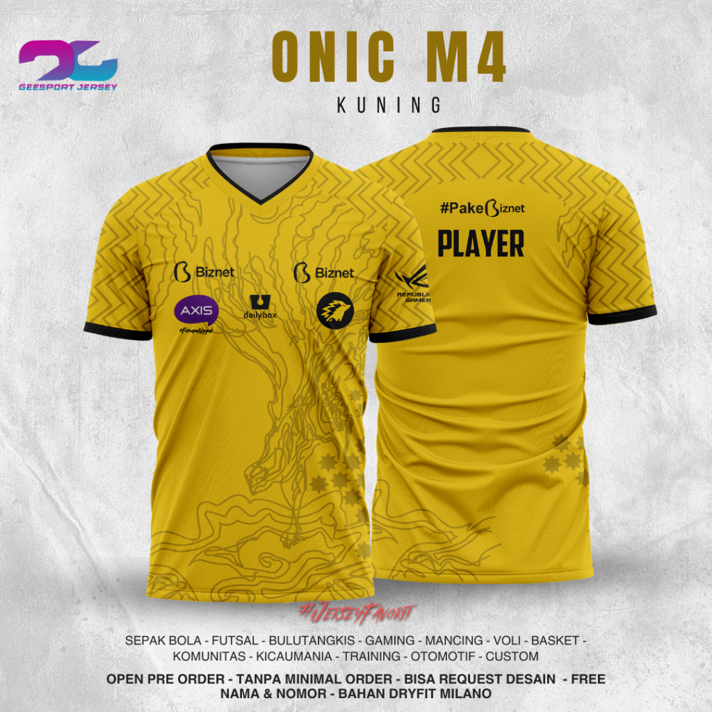 Jual JERSEY ONIC M4 KUNING | ESPORT | FULL PRINTING | FREE DESAIN ...