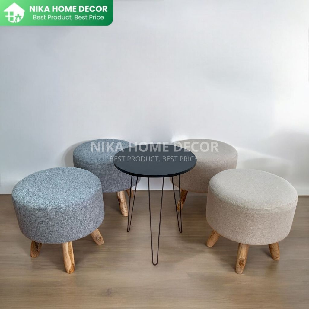Jual Paket Stool Set 2 Kursi dan 1 Meja Sofa Bulat Estetik Minimalis ...