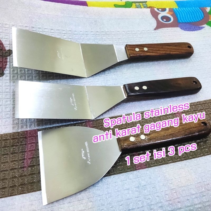 Jual spatula stainless anti karat untuk roti bakar /spatula bengkok ...