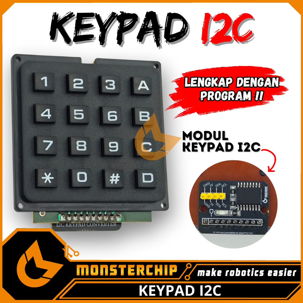 Jual MODUL KEYPAD I2C 4X4 MATRIX!! Hanya Perlu 4 pin saja untuk pengoprasian Keypad ini ...