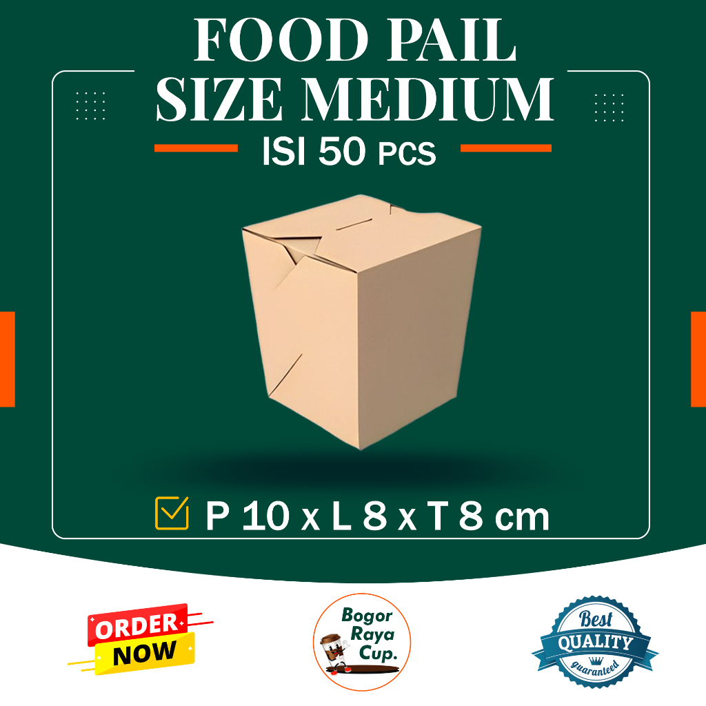 Jual RK [Isi 50pcs] Food Pail Kraft Uk. M / Paper Rice Box / Full ...