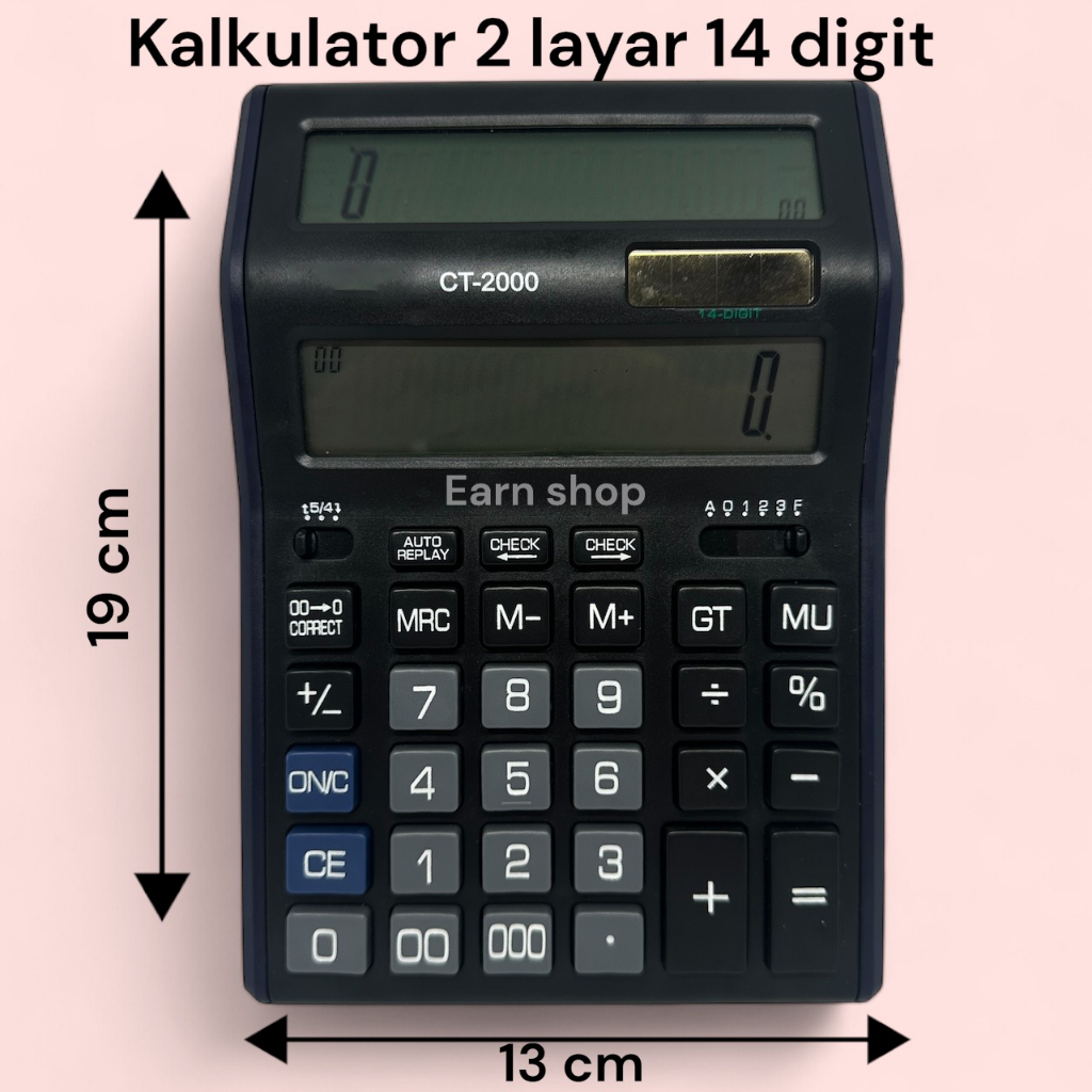 Jual KALKULATOR DAGANG DUA LAYAR CT-2000 | CALCULATOR 2 LAYAR 14 DIGIT ...