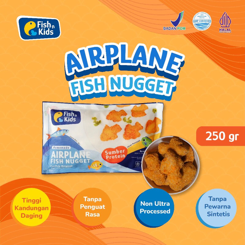 Jual HEALTHY FROZEN FOOD / FISH N KIDS / NUGGET LELE BENTUK PESAWAT 250 ...
