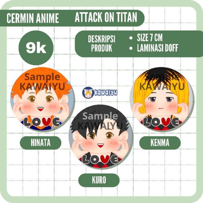 Jual HAIKYUU | Kaca Cermin Bulat Karakter Anime HAIKYUU KENMA KAGEYAMA ...