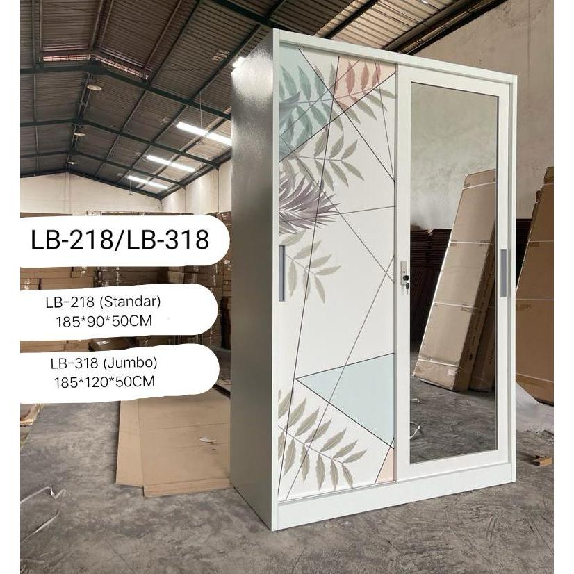 Jual Lemari Baju Besi Sliding LB 218/ LB 318- Lemari Baju 2 Pintu- Lemari 2 Pintu Sliding ...