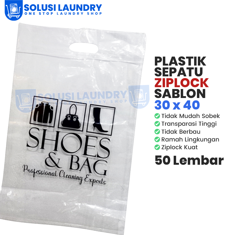 Jual Plastik Klip Sepatu Bening Print 30x40 Plastik Sablon Packing ...