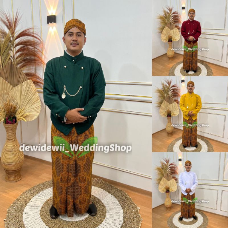 Jual (1set, Cowok) Pakaian Adat Jawa / Beskap + Jarik + Blangkon + Free ...