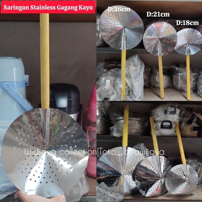 Jual Saringan stainless gagang kayu/Saringan gorengan | Shopee Indonesia