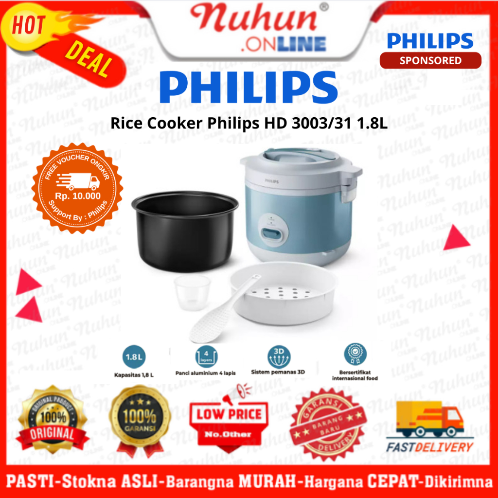 Jual Philips Rice Cooker HD 3003/31 1.8L | Shopee Indonesia