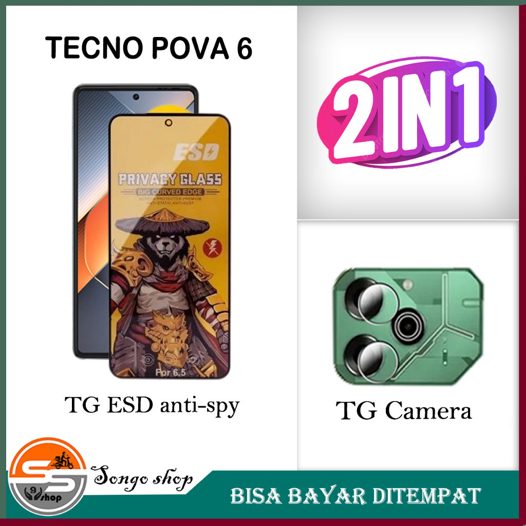 Jual Paket Hemat 2in1 Tempered Glass Tecno Pova 6 POVA 6 PRO Bonus TG ...