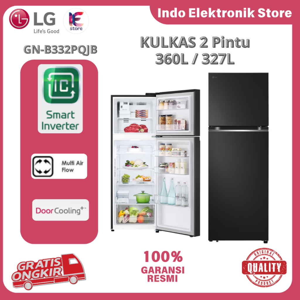 Jual LG Kulkas 2 Pintu 360L / 327L GN-B332PQJB Smart Inverter - Original Produk - Garansi Resmi ...
