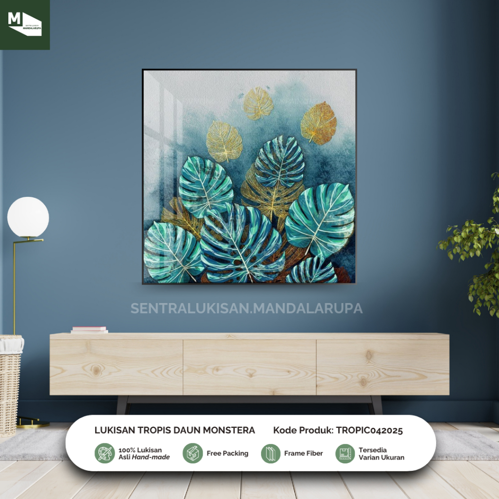 Jual SLMandalarupa - Lukisan Tropis Daun Monstera 100cm x 100cm Kode ...