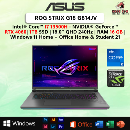 Jual Laptop Gaming Aus ROG Strix G18 G814JV I7 13650HX RTX4060 8GB ...