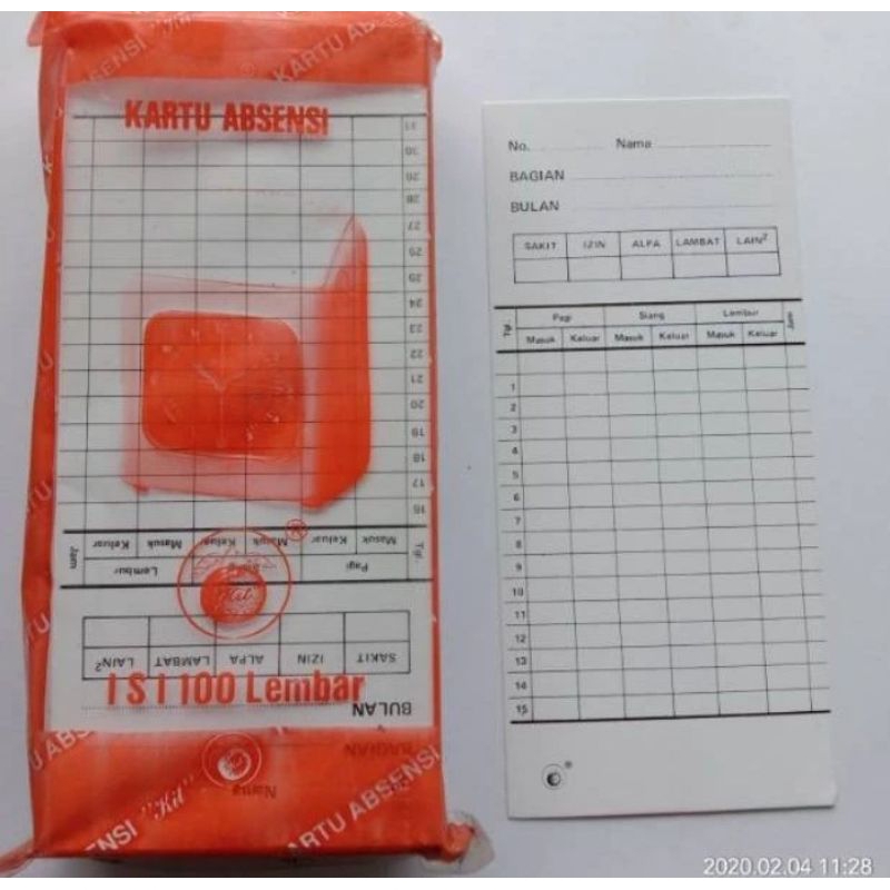 Jual Kartu Absen APEL JERUK / Kertas Absensi / Kartu Absen Amano ...