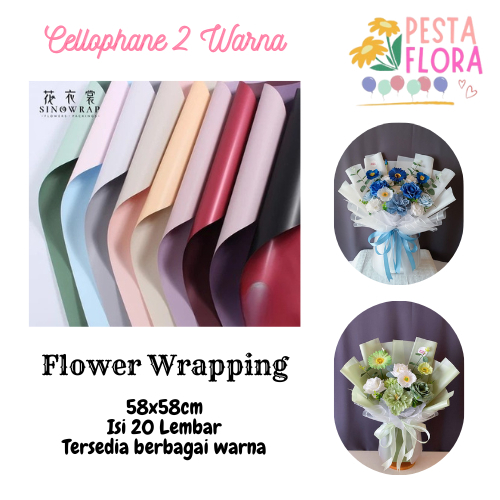 Jual [20 Lembar] Kertas Bucket Cellophane 2 Warna Bicolor Pastel Flower ...