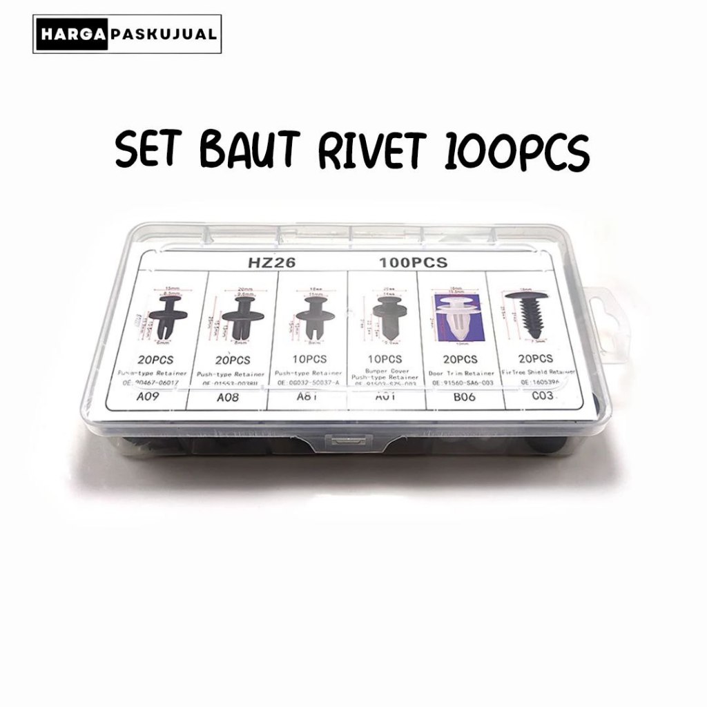 Jual Baut Rivet Klip Kancing Mobil Baut Mur Rivet Clip Trim Panel Set ...