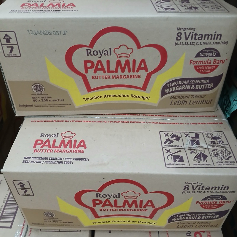 Jual Palmia Royal Royal Butter Margarine pck 200g Kemasan 1 dus isi 60 ...