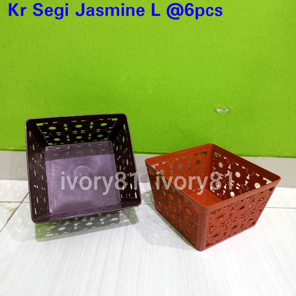 Jual 6PCS Keranjang segi jasmine L basket anyaman bunga keranjang ...