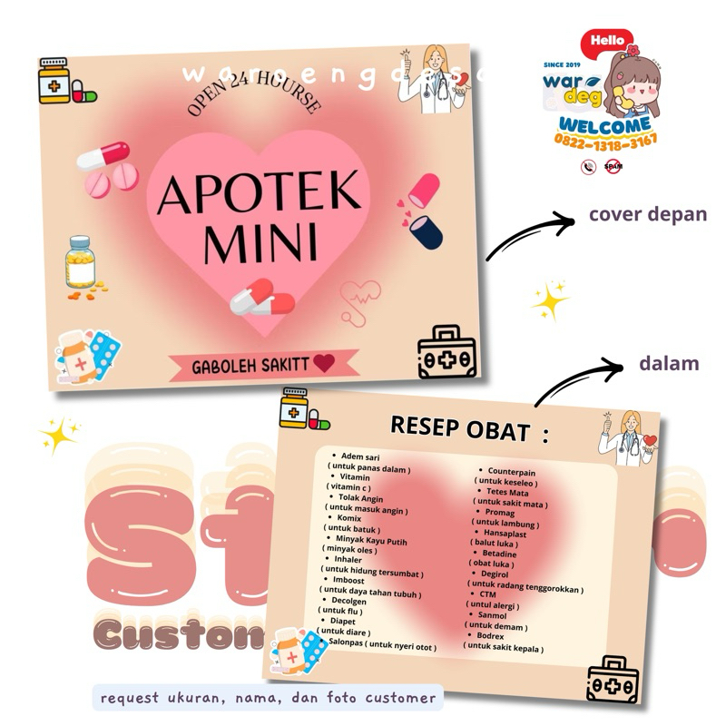 Jual STIKER APOTEK MINI CUSTOM NAMA DAN FOTO DESAIN.4 2pcs (luar dan ...