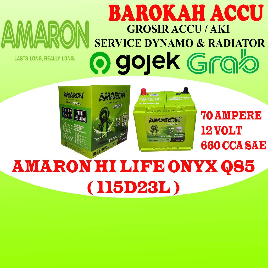 Jual AKI MOBIL AMARON ONYX Q85 / 115D23L , 70 AH | Shopee Indonesia