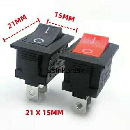 Jual Saklar Kecil Mini Merah / Hitam 21x15mm Saklar Rocker Switch 2 pin ...