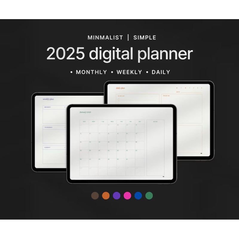 Jual 2025 Simple Minimalist Digital Planner Colorful Monthly Weekly ...