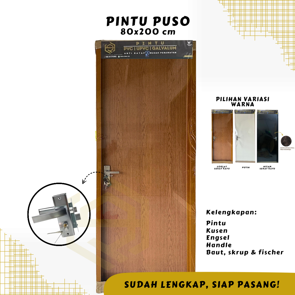 Jual PINTU PVC uk 200 x 80 | PINTU KAMAR | PINTU WC | SUDAH LENGKAP ...